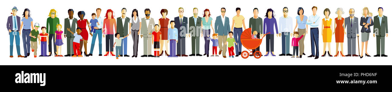 Group Of People In Line, Crowd Stock Photo - Alamy