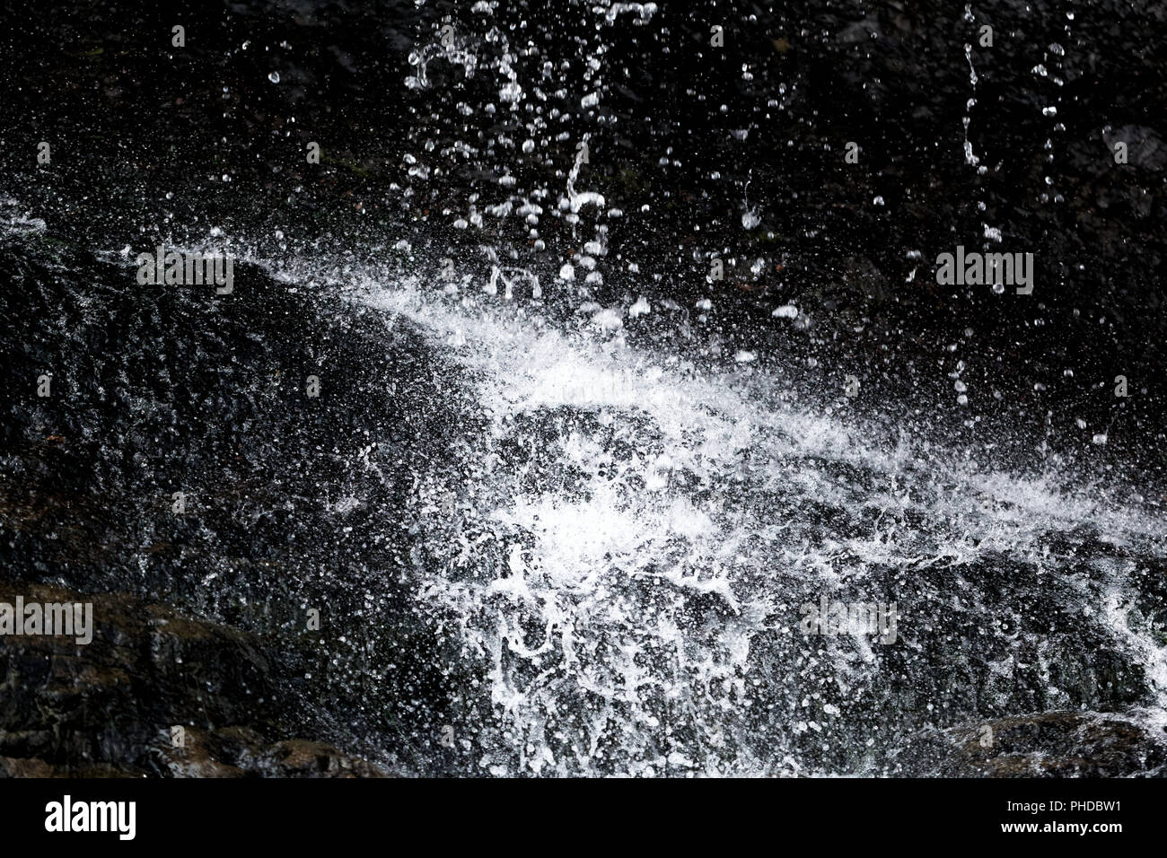 Detail of water drops in a small waterfall Stock Photo - Alamy