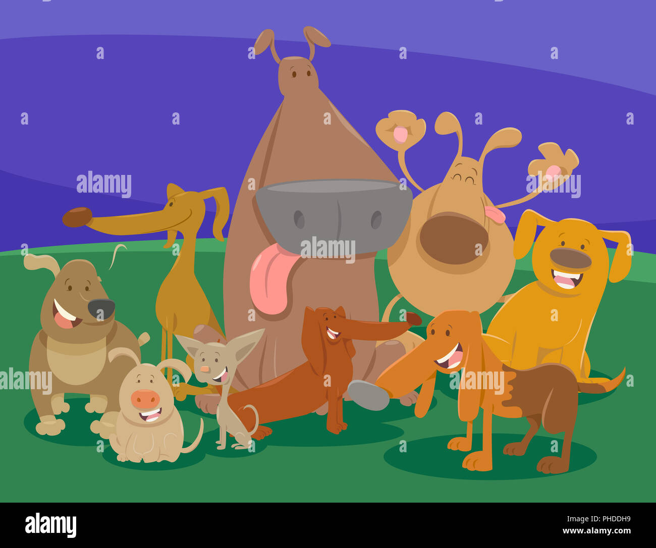 dogs and puppies cartoon characters group Stock Photo - Alamy