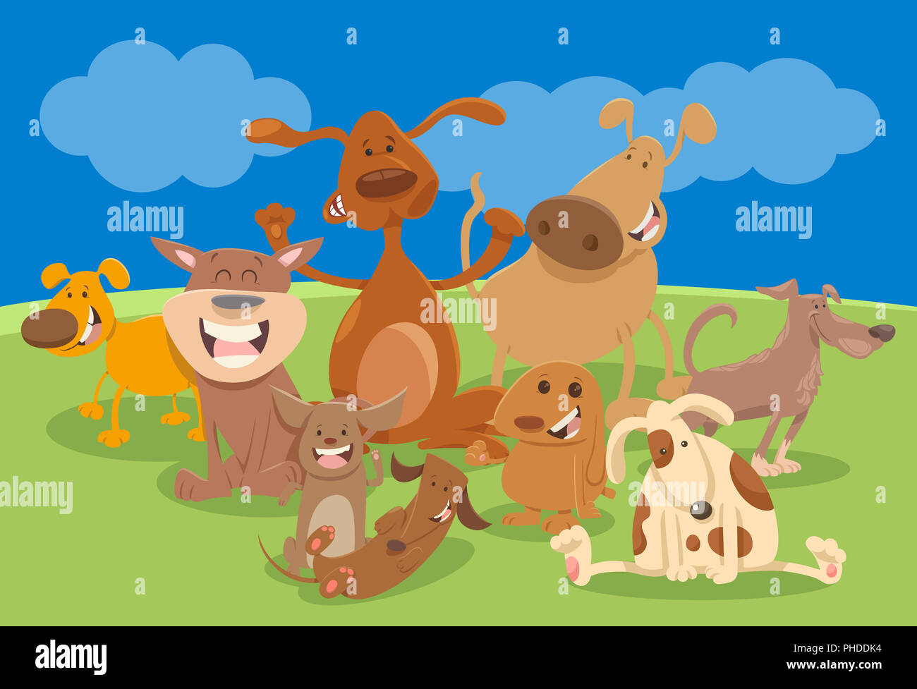 dogs and puppies cartoon characters Stock Photo - Alamy