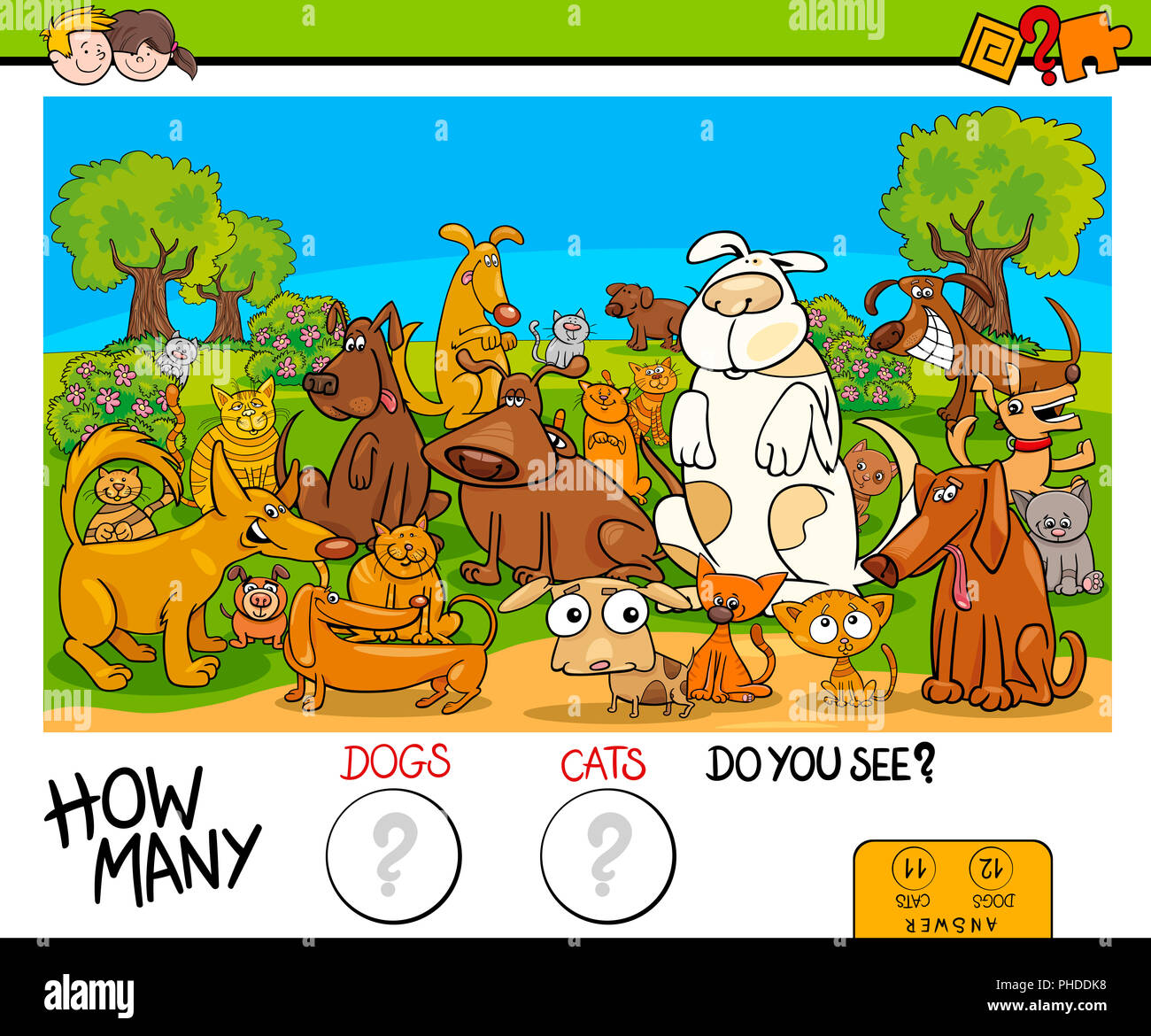 counting cats and dogs educational game Stock Photo - Alamy