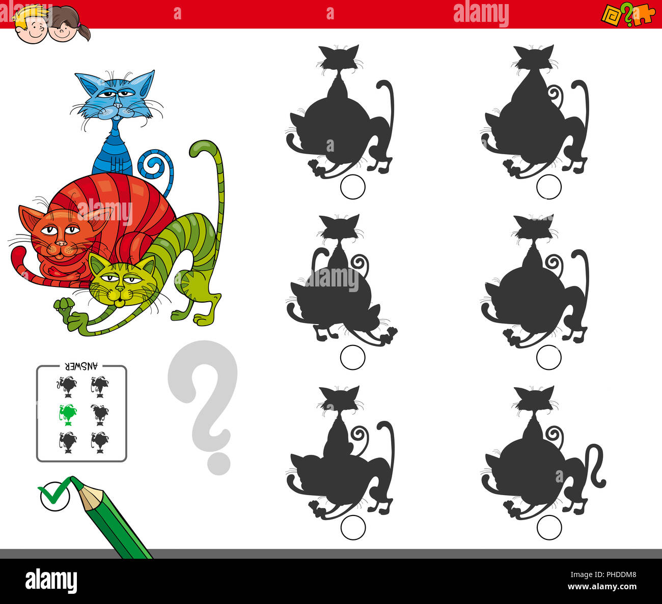 shadow activity game with cat characters Stock Photo - Alamy