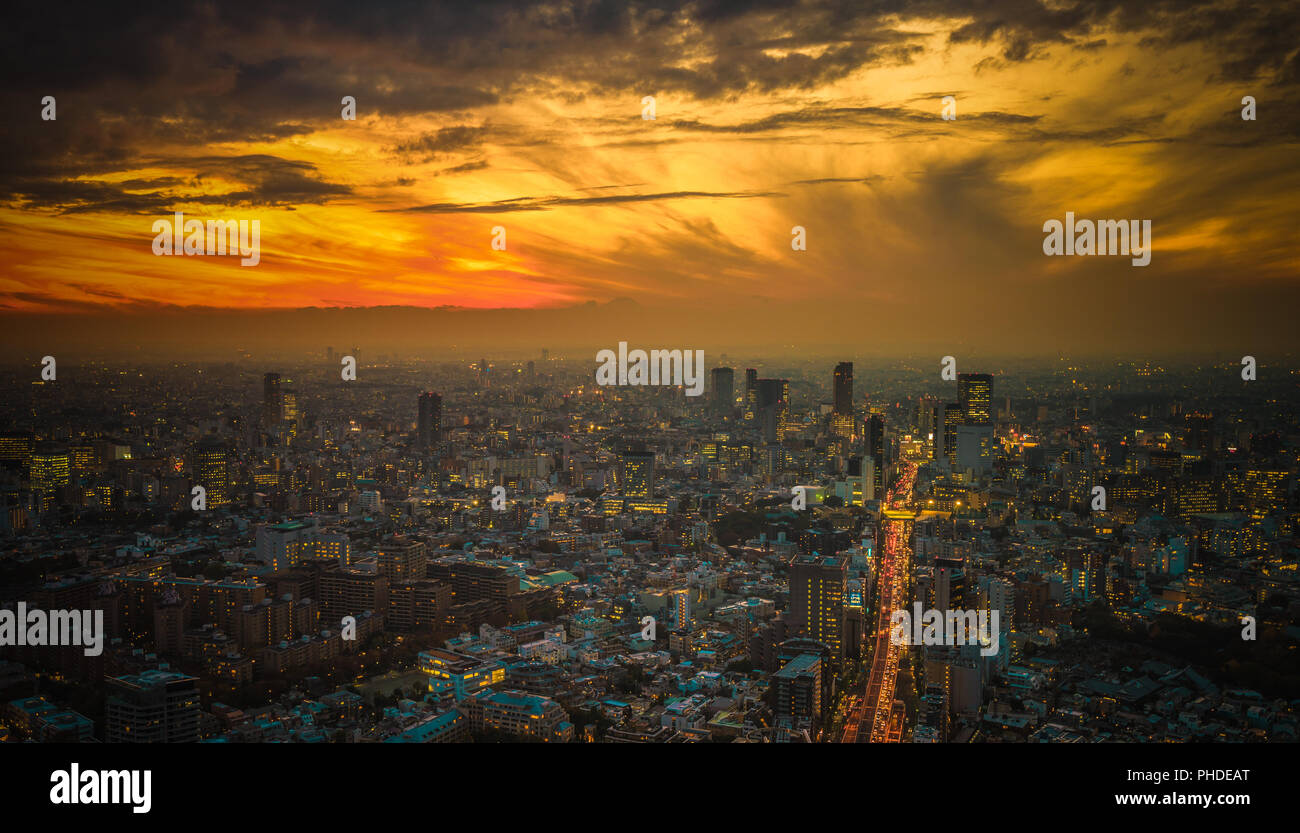Tokyo sunset aerial panoramic view Stock Photo - Alamy