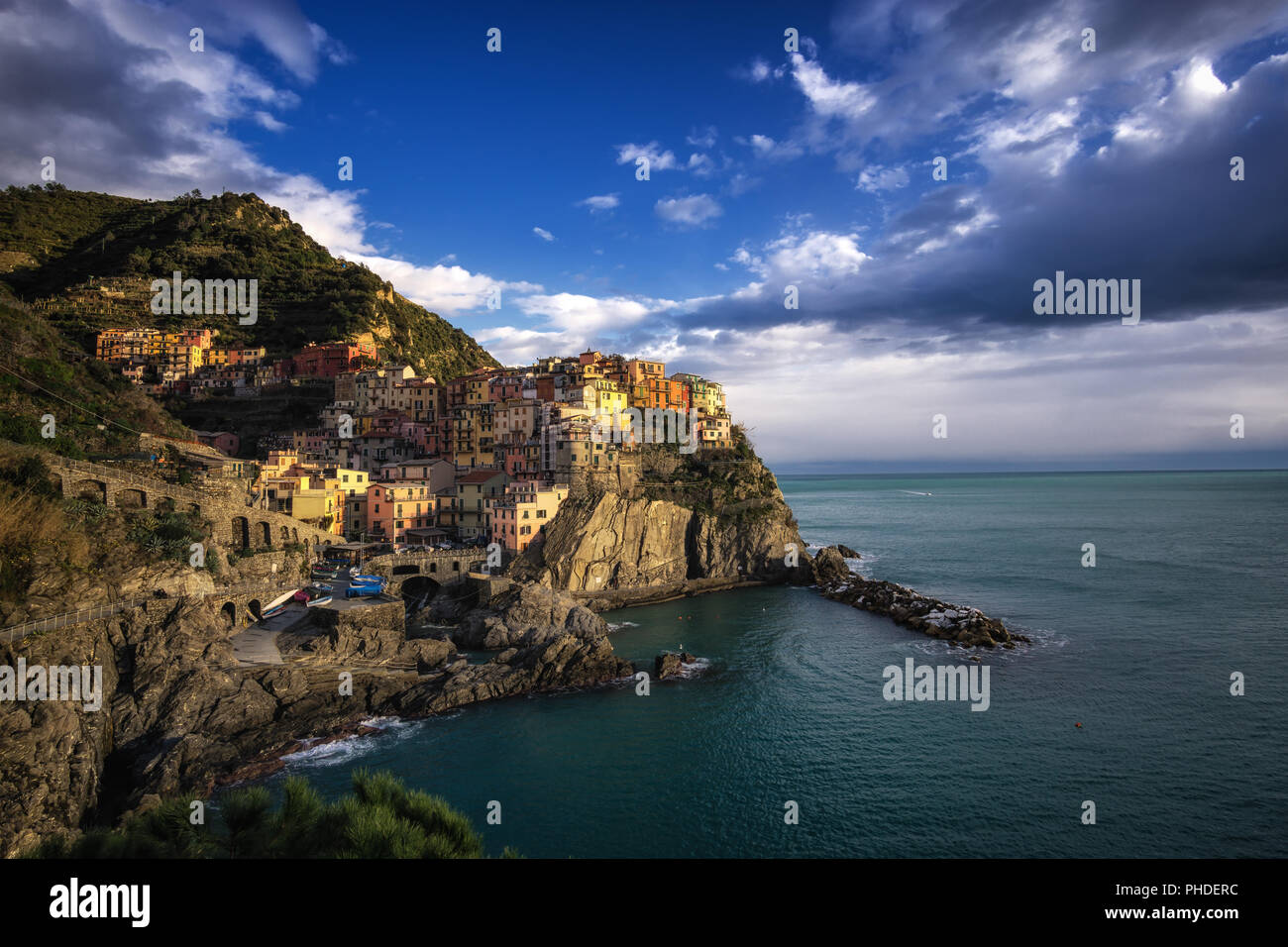Manarola at sunset Stock Photo - Alamy