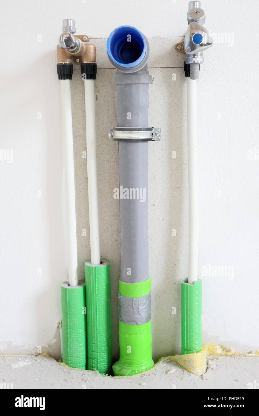 water pipes in new kitchen Stock Photo - Alamy