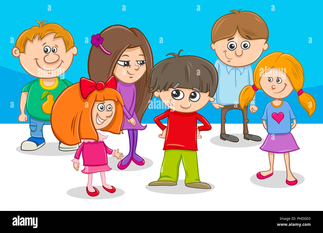 kid characters group cartoon illustration Stock Photo - Alamy