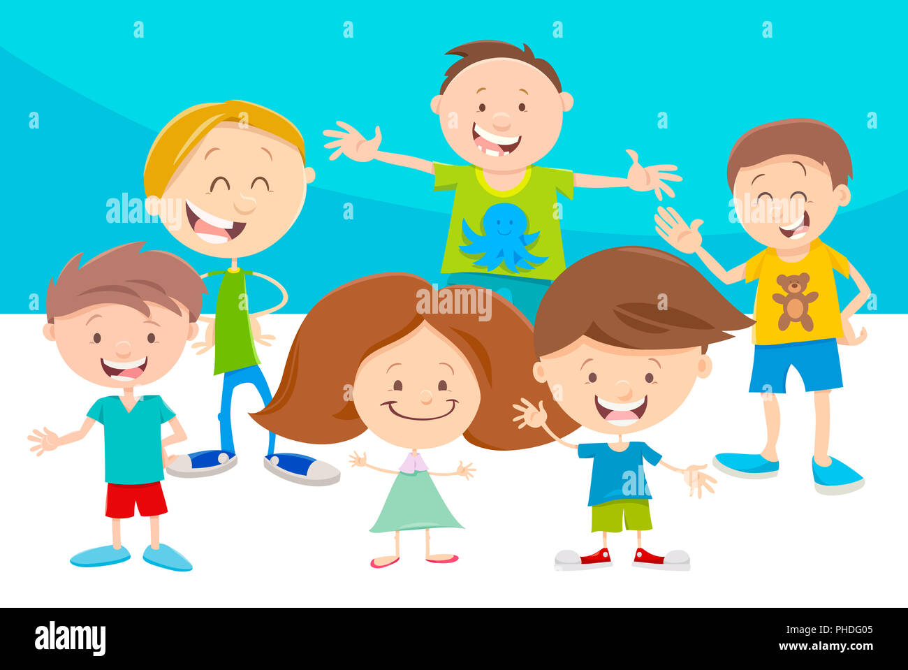 cartoon funny children characters group Stock Photo - Alamy