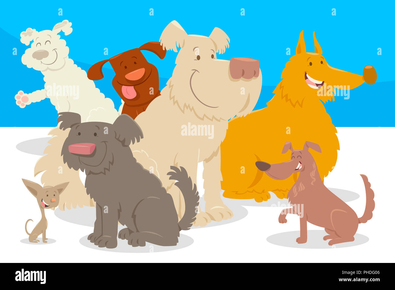 dogs and puppies cartoon characters group Stock Photo - Alamy