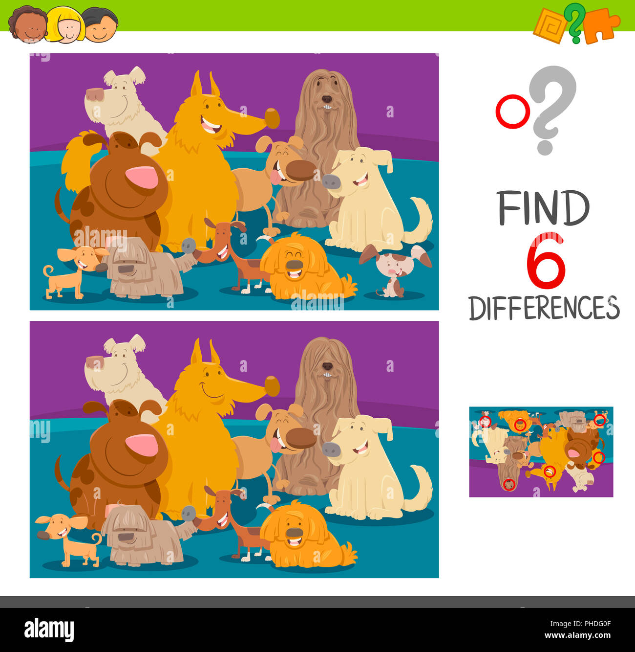 find differences cartoon game with dogs Stock Photo - Alamy