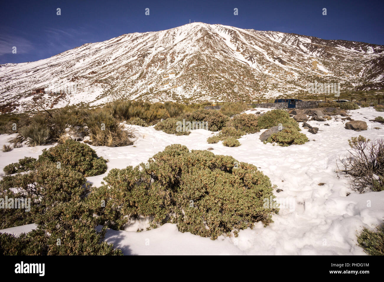Snow covered mount teide Stock Photo - Alamy