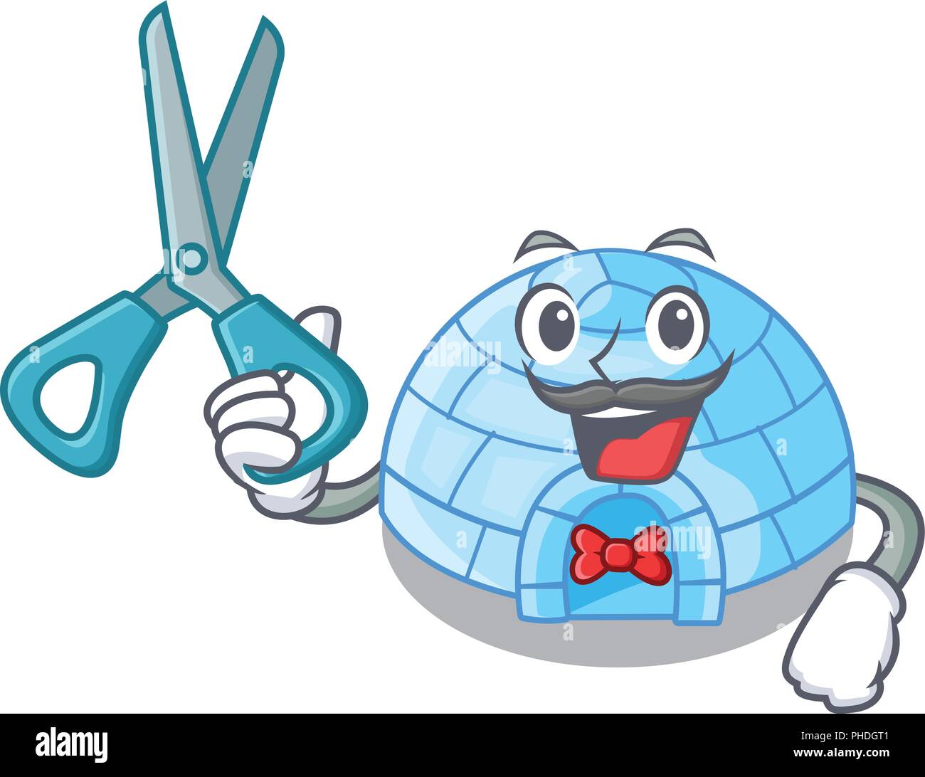 Barber character cartoon ice house in snowfield vector illustration ...