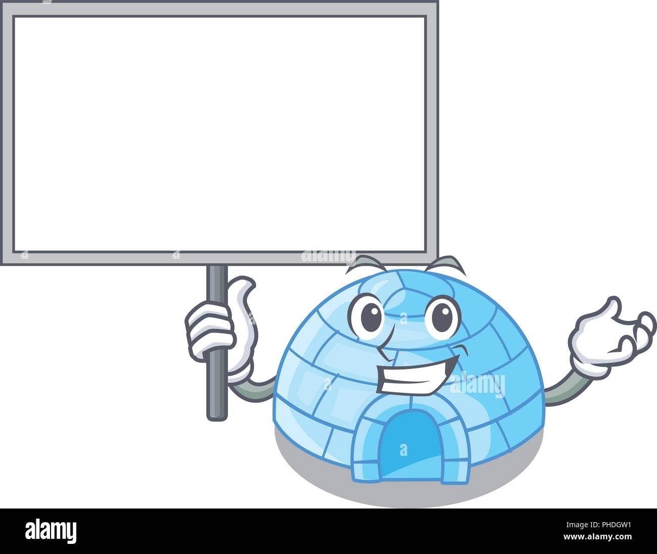 Bring board character cartoon ice house in snowfield vector ...