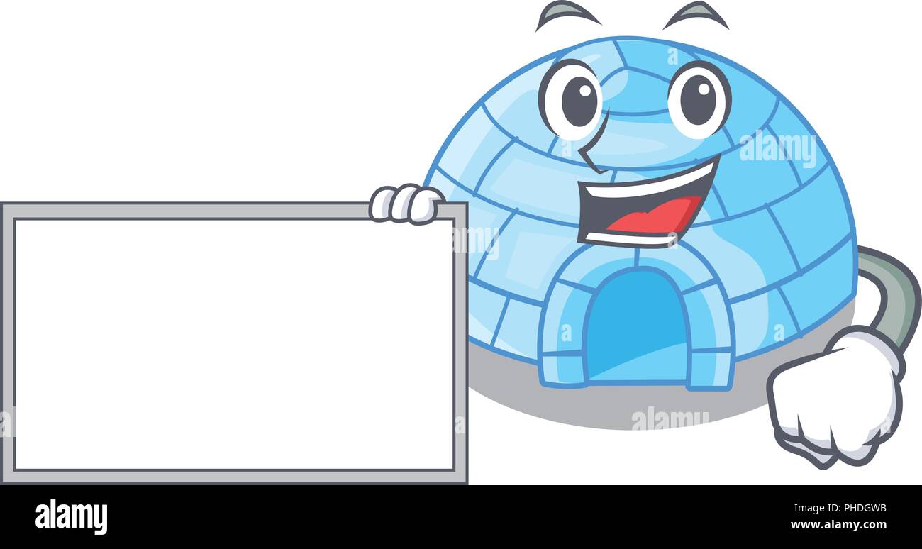 With board character cartoon ice house in snowfield vector illustration ...