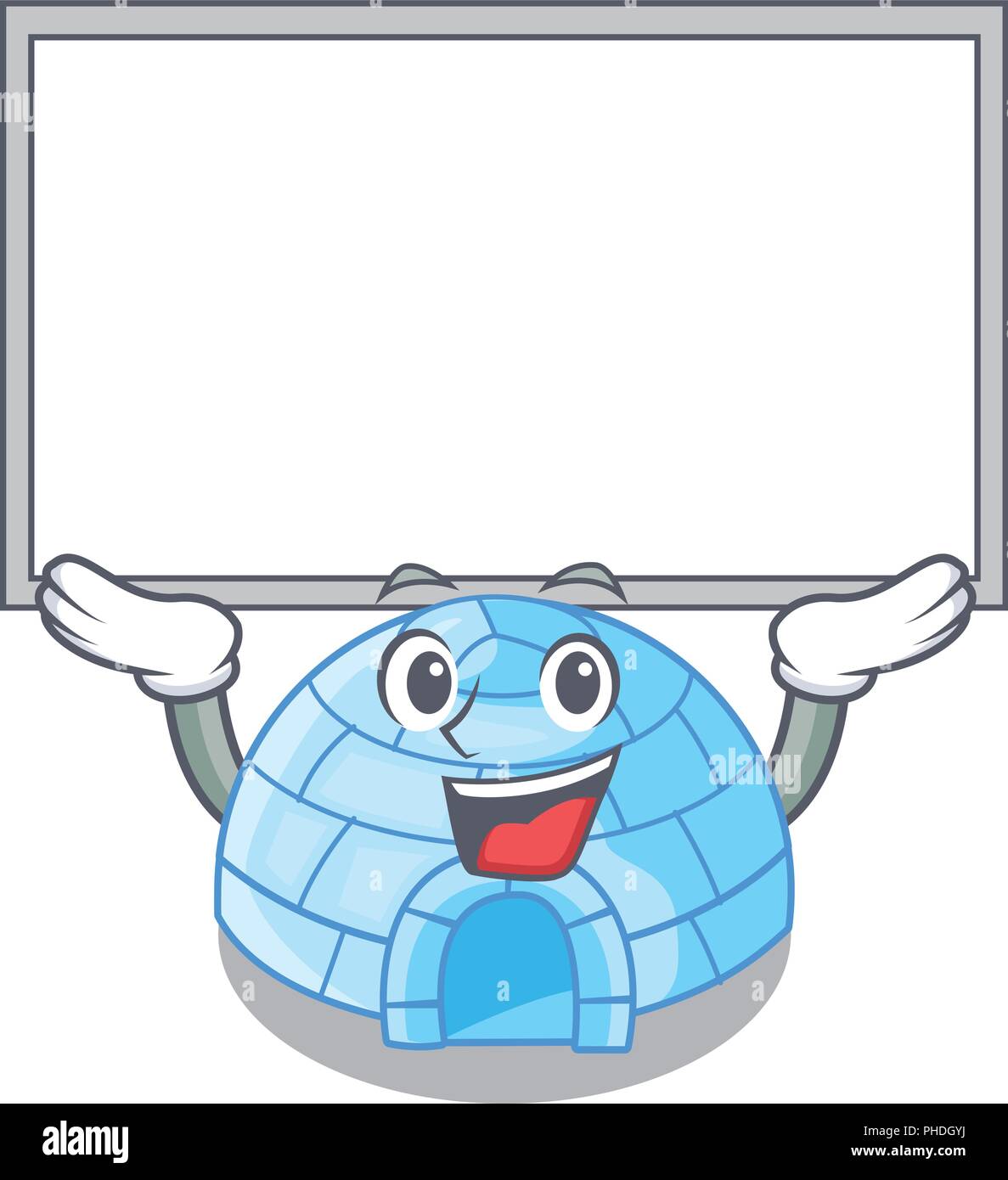 Up board character cartoon ice house in snowfield vector illustration ...