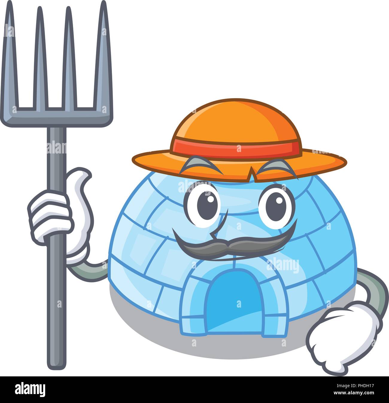 Farmer character cartoon ice house in snowfield vector illustration ...