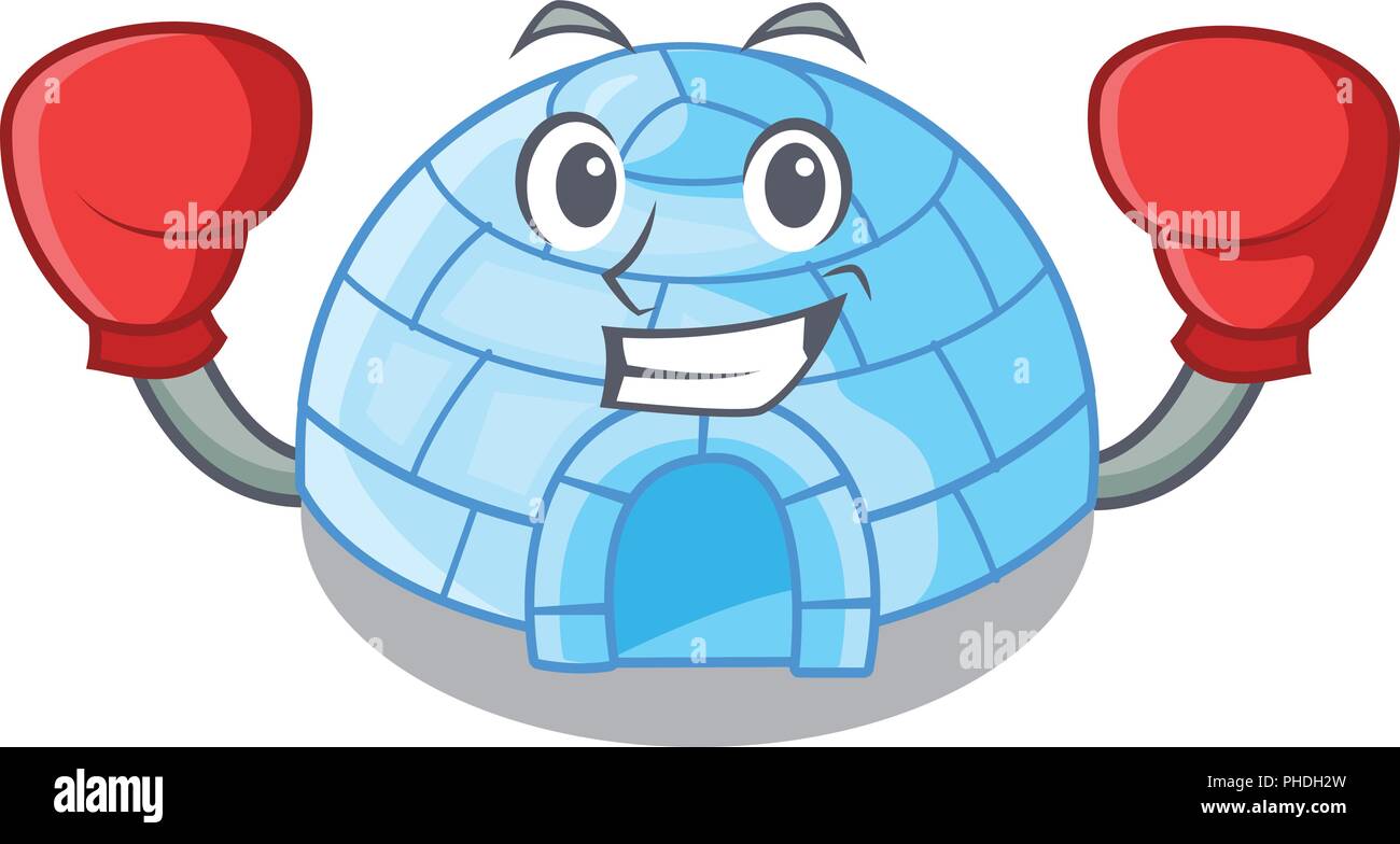 Boxing character cartoon ice house in snowfield vector illustration ...