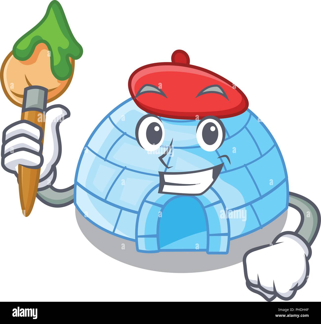 Artist character cartoon ice house in snowfield vector illustration ...