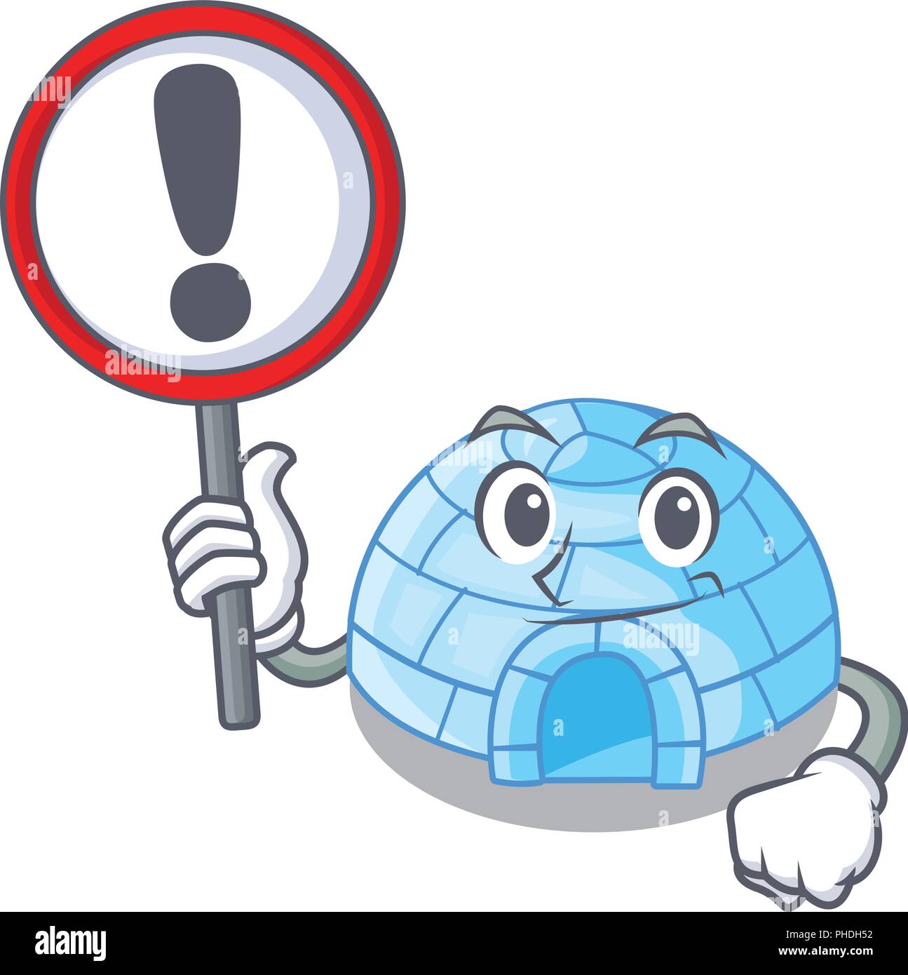 With sign character cartoon ice house in snowfield vector illustration ...