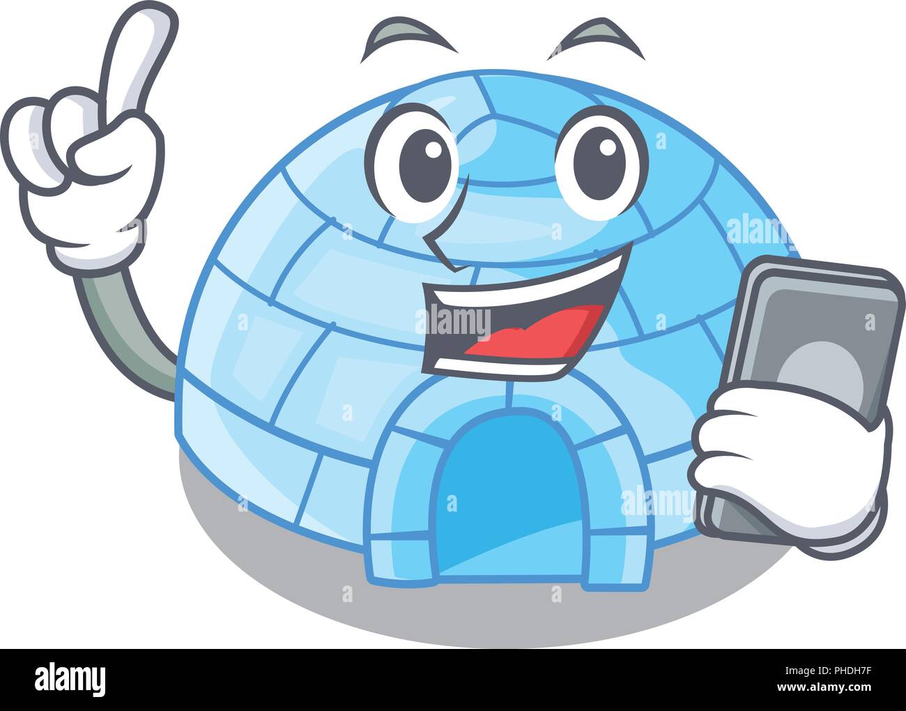 With phone character cartoon ice house in snowfield vector illustration ...