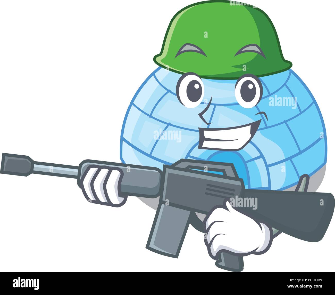 Army character cartoon ice house in snowfield vector illustration Stock ...