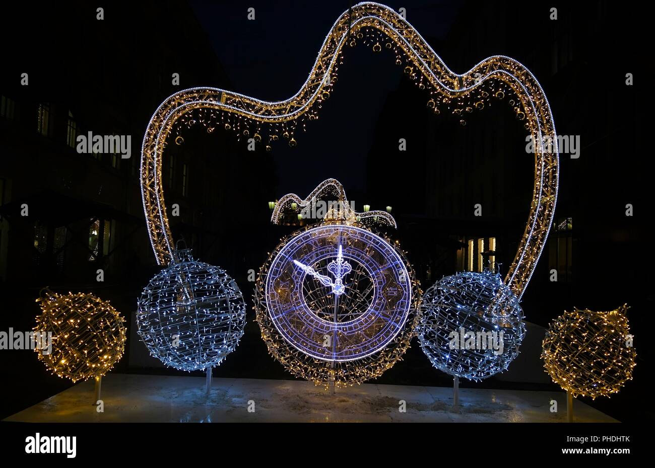 New Year's Luminous Clock Stock Photo - Alamy
