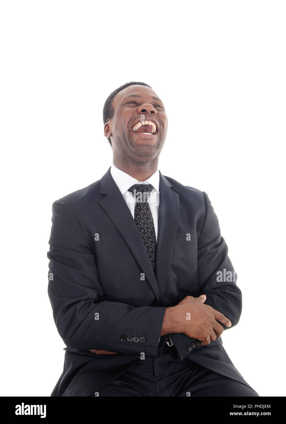 A laughing African man with his head back Stock Photo - Alamy