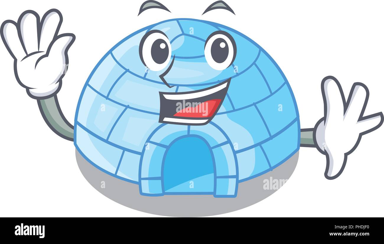 Waving cartoon dome igloo ice house snow vector illustration Stock ...