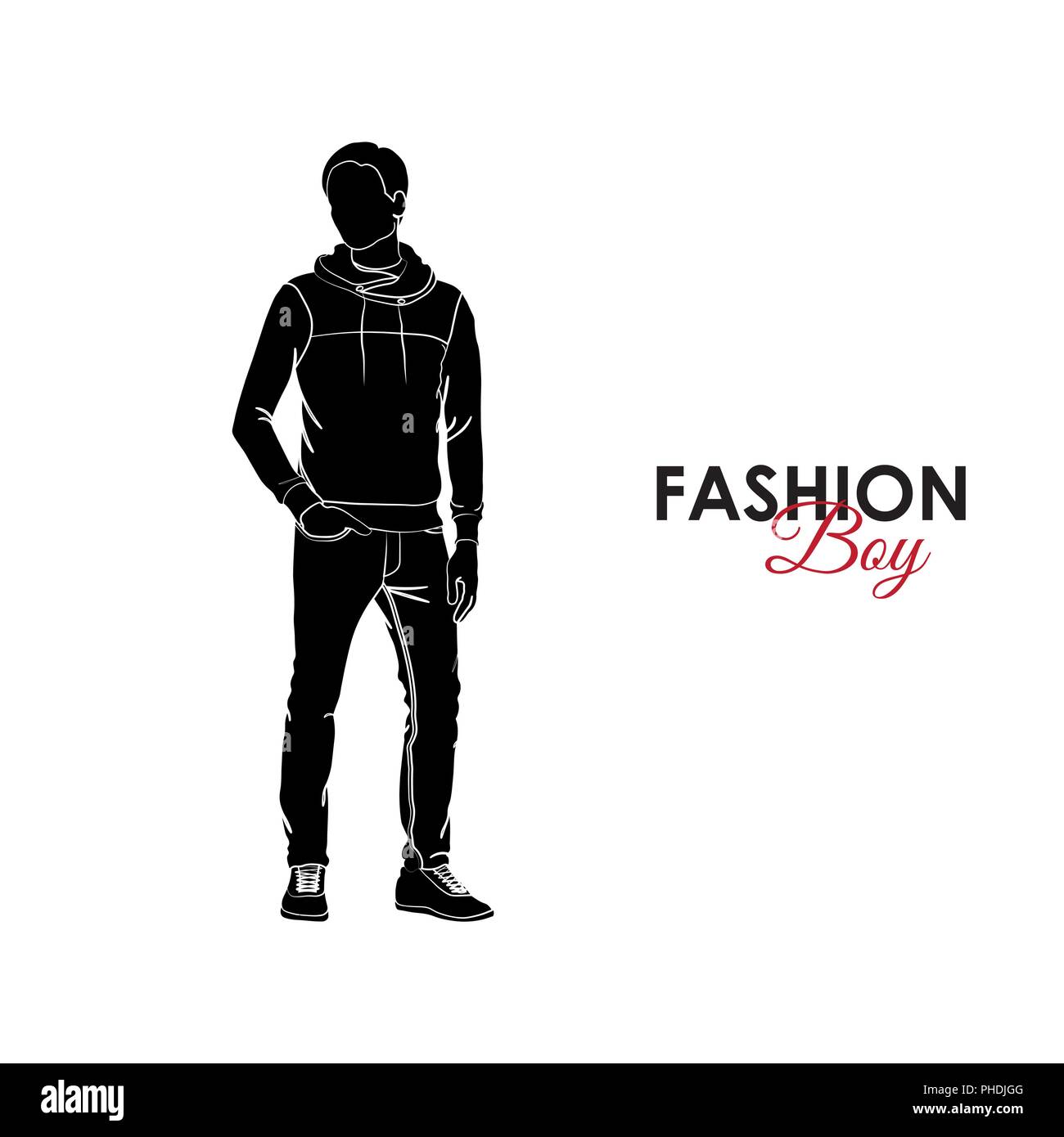 Fashionable guy. Fashion. Silhouette of a guy. The guy in jeans and ...