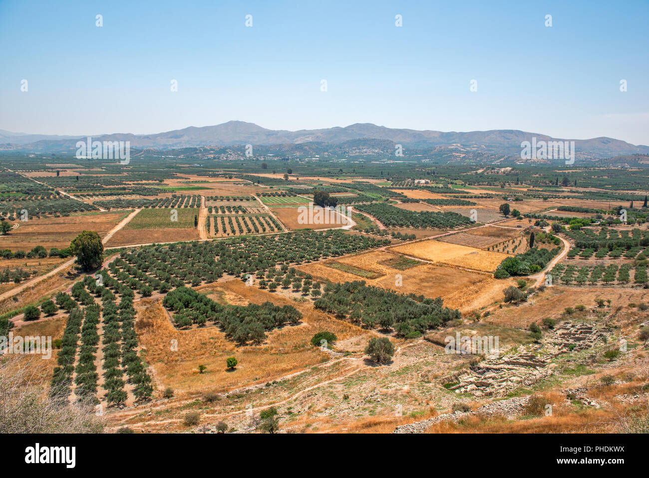 Gardens and fields on plateau among mountains Stock Photo - Alamy