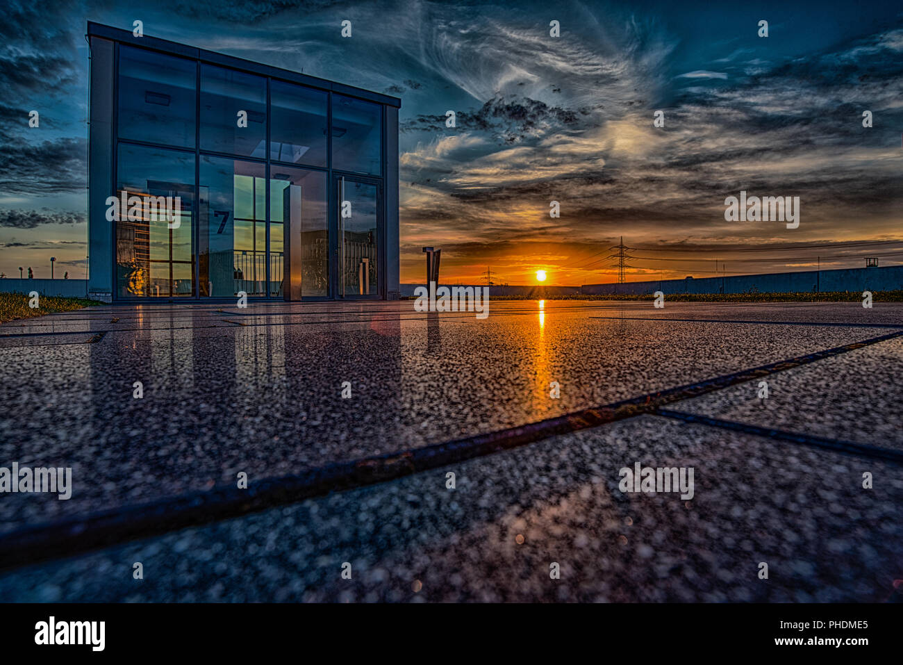 Modern office building with sunset Stock Photo - Alamy