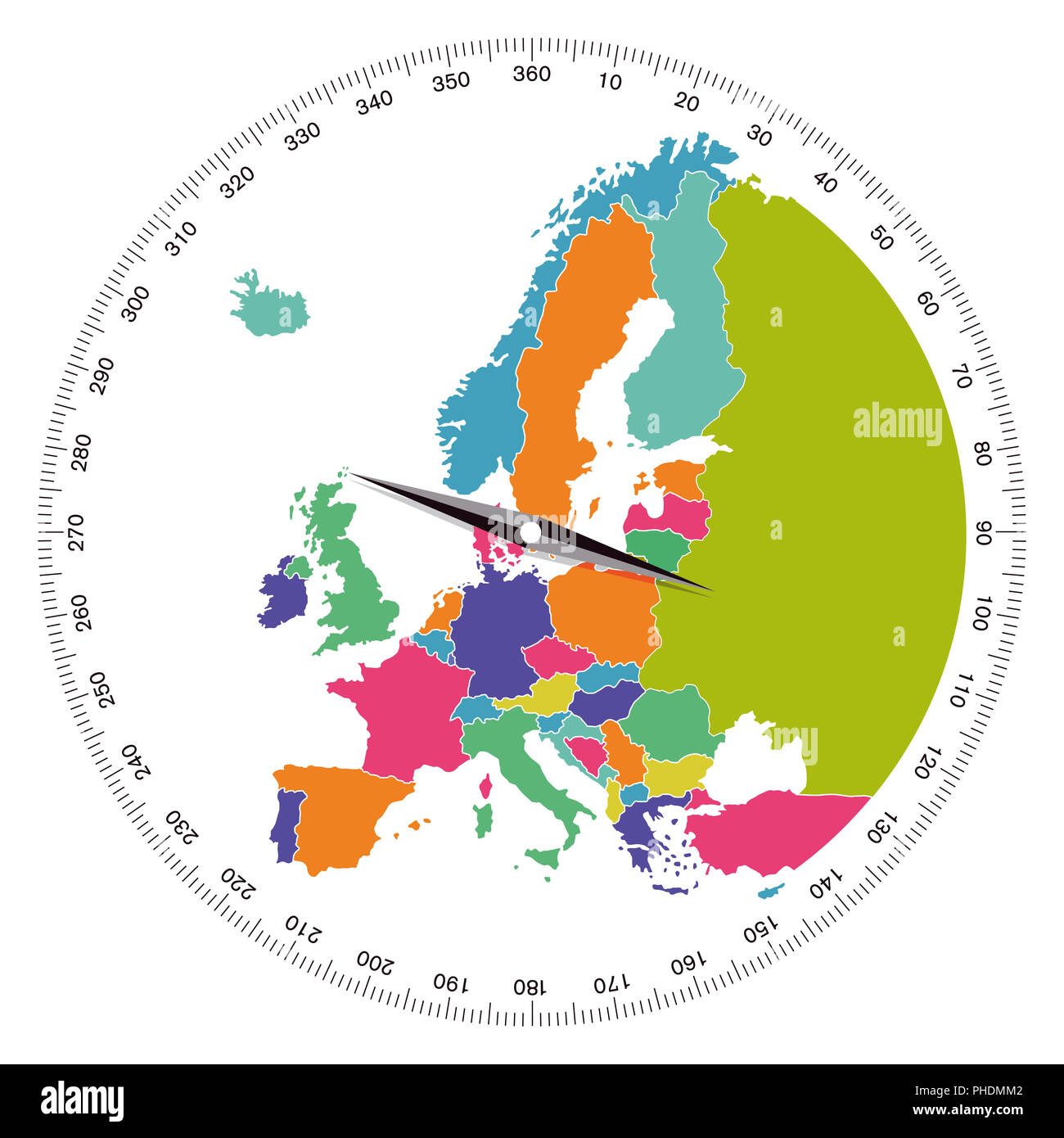 Europe, direction concept, illustration Stock Photo - Alamy