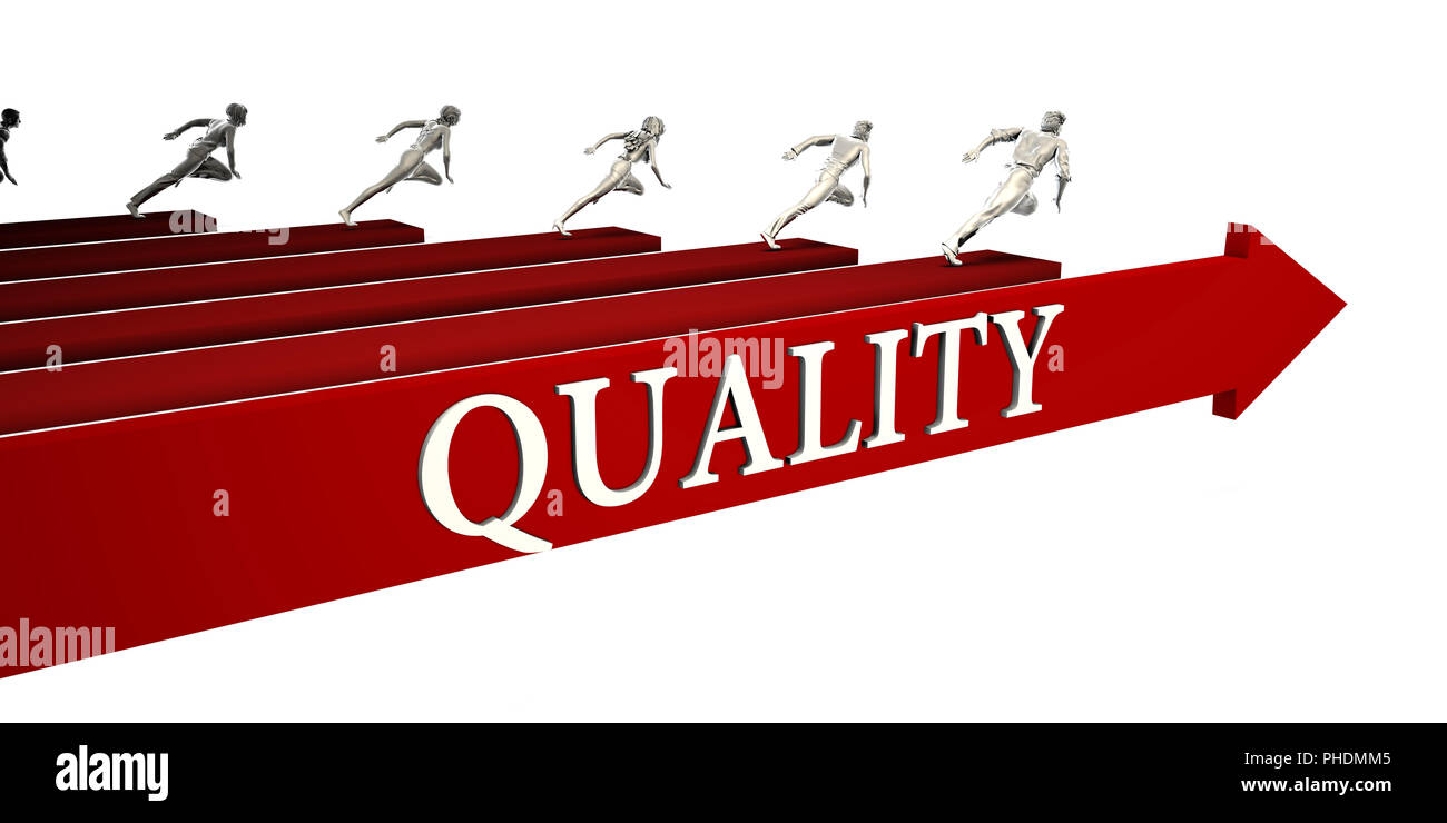 Quality Solutions with Business People Running To Success Stock Photo ...
