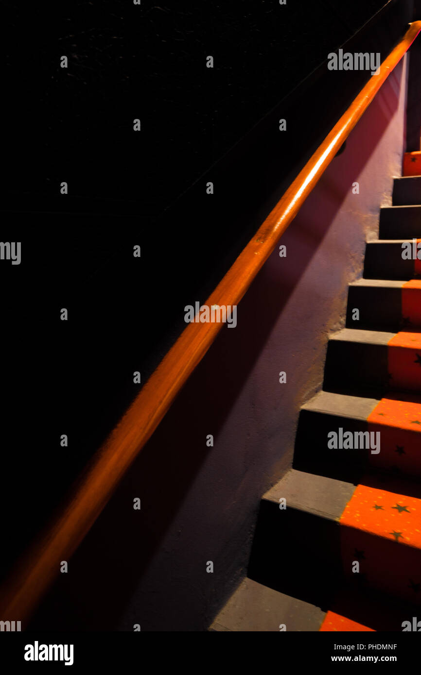 Stairway and red railing hi-res stock photography and images - Alamy