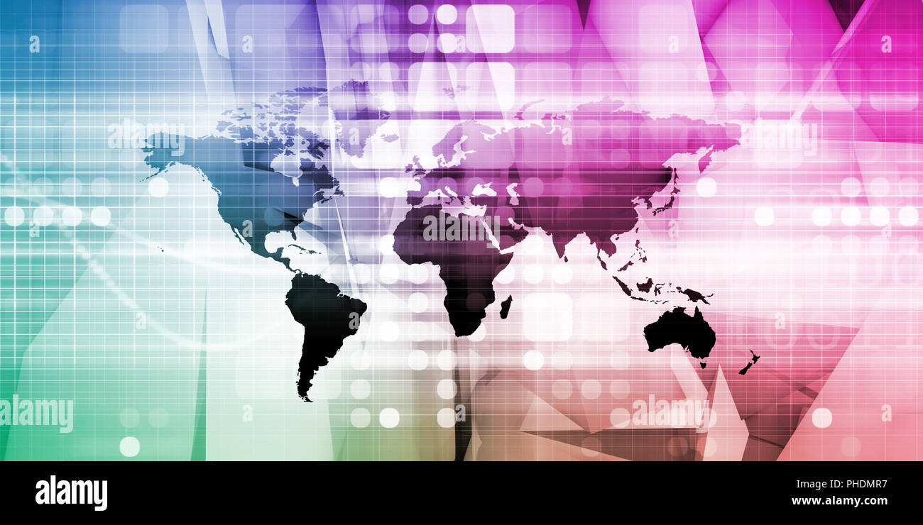 International Trade on a Global Scale with Map Stock Photo - Alamy