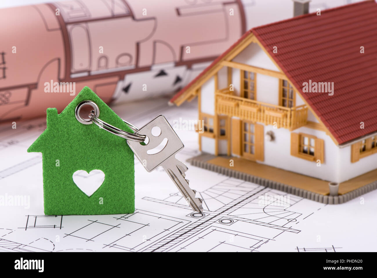 house key on construction plan Stock Photo - Alamy