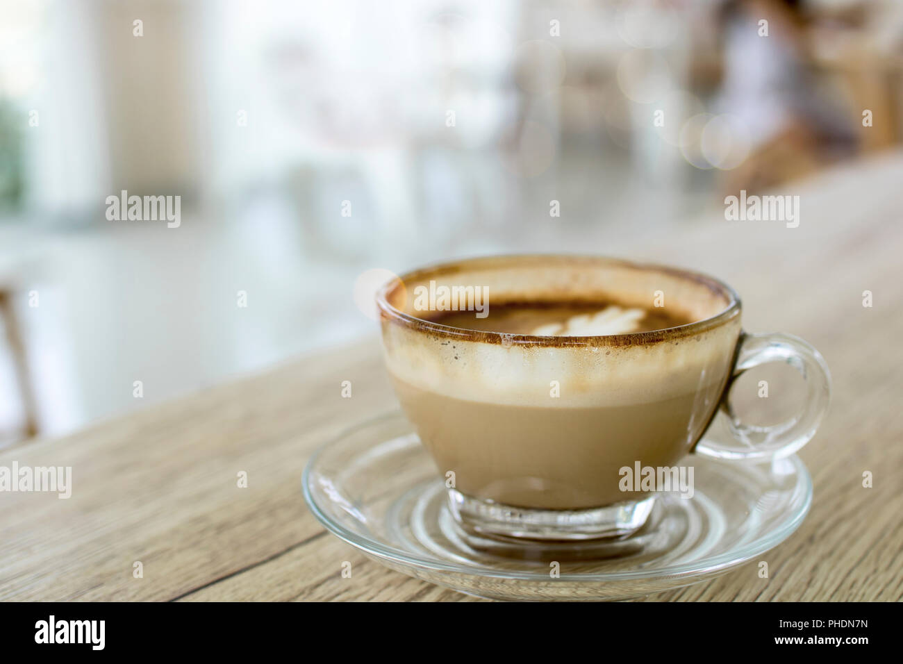 espresso drinking lifestyle concept, hot coffee cup on table in cafe ...