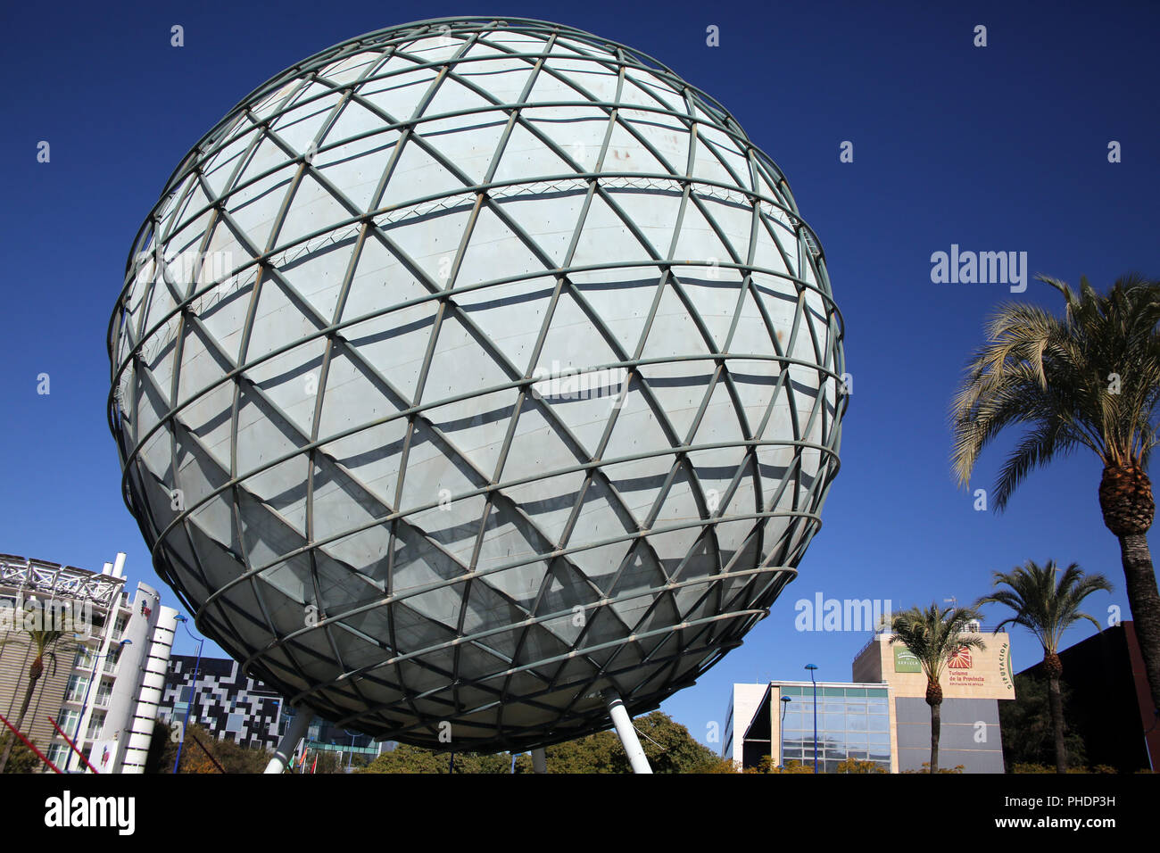 Bioclimate sphere - cooling systeme of the world exhibition 1992 Stock ...