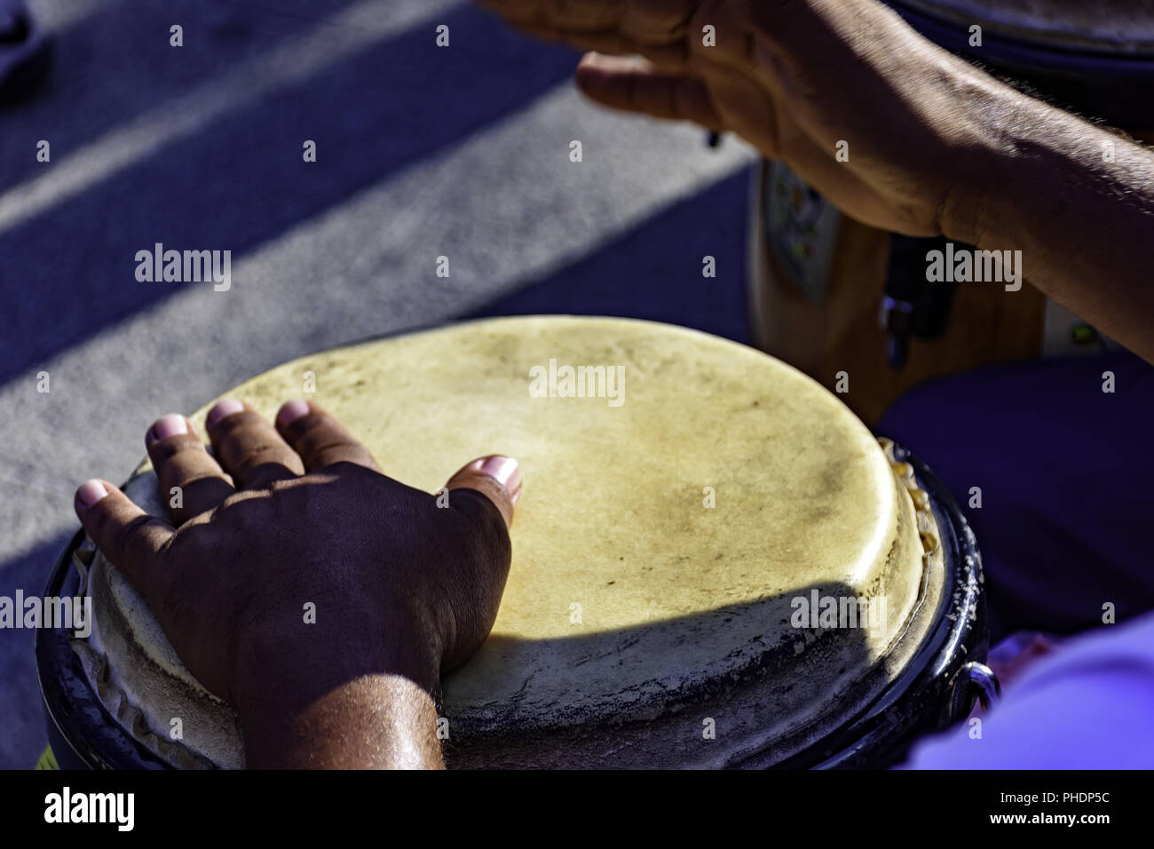Drum player performace with atabaque Stock Photo - Alamy