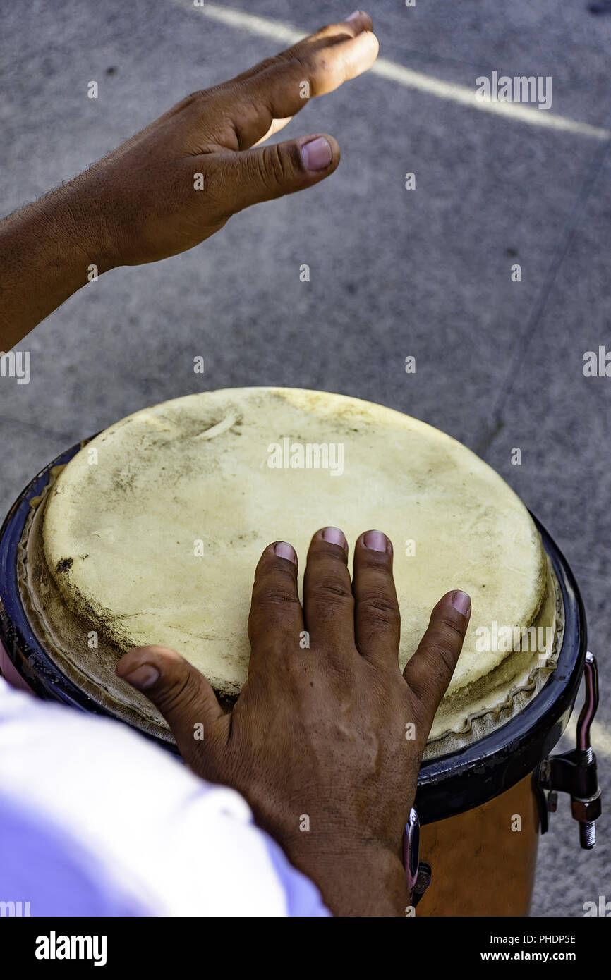 Drum player samba performace Stock Photo - Alamy