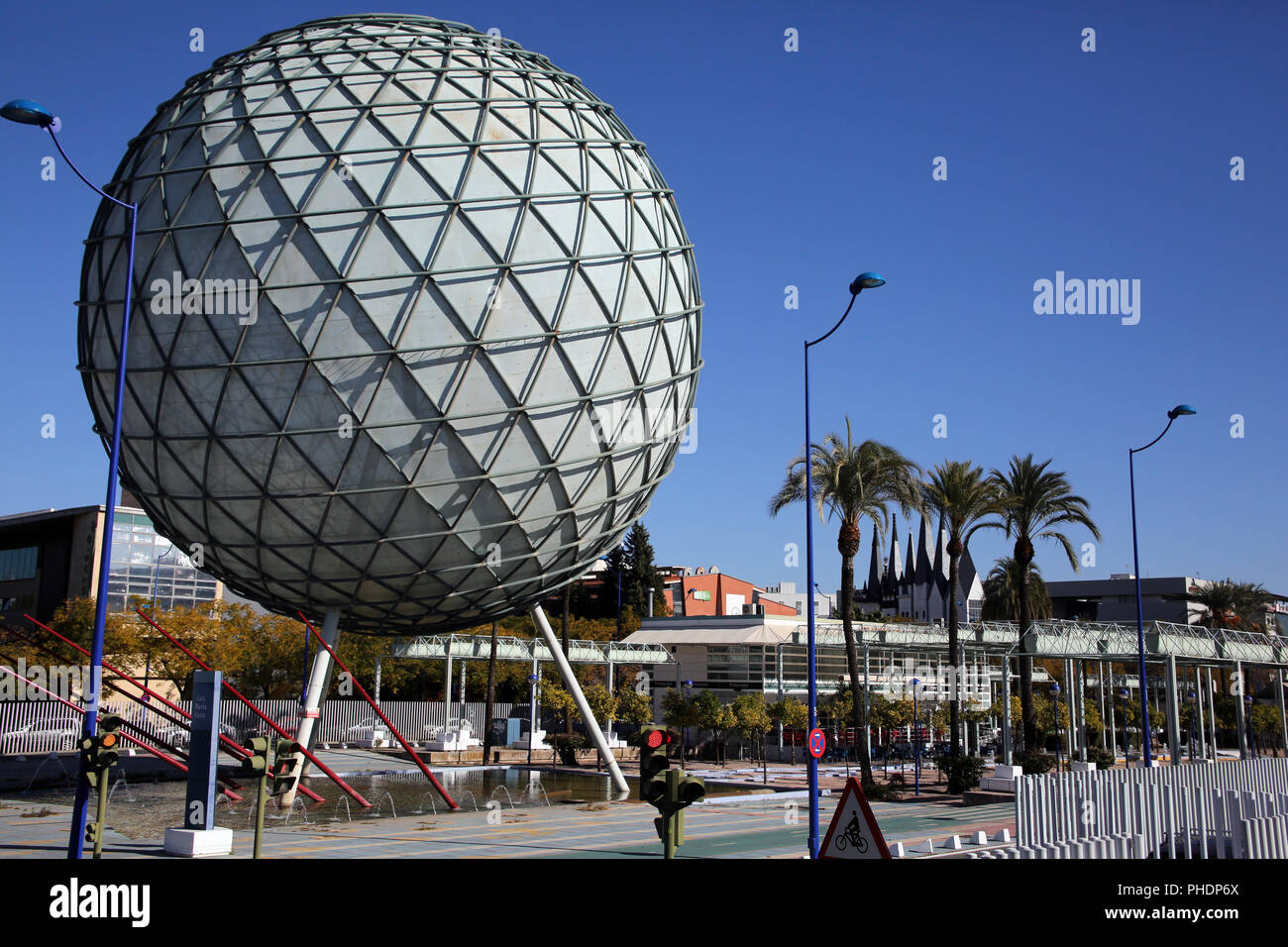 Bioclimate sphere - cooling systeme of the world exhibition 1992 Stock ...