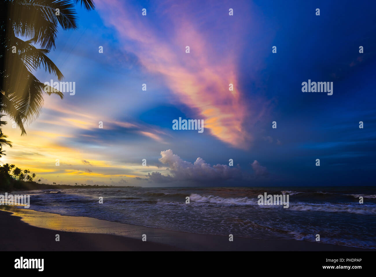 Beautiful sunset sea Caribbean Dominican Republic Stock Photo - Alamy