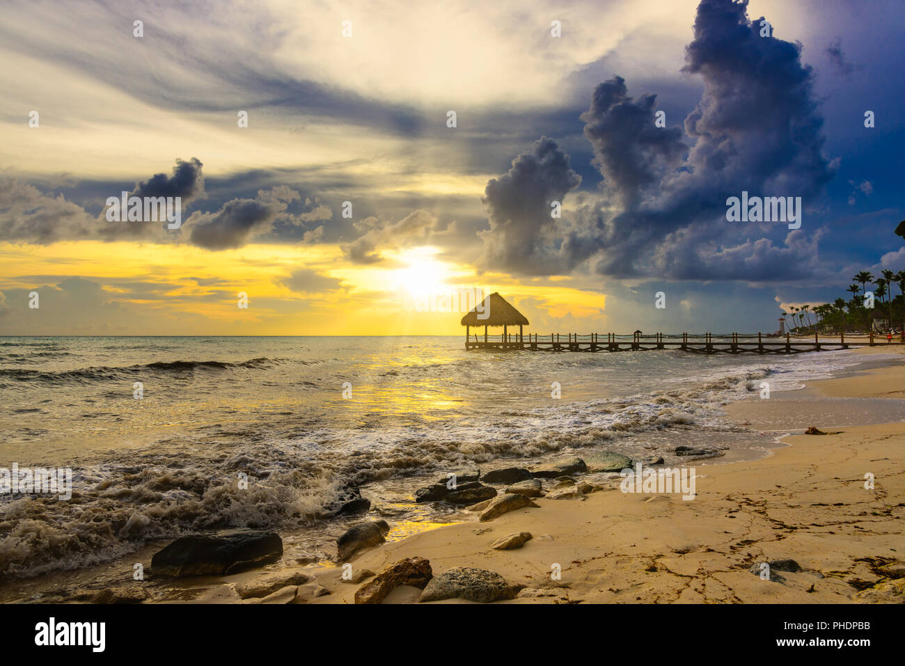 Beautiful sunset sea Caribbean Dominican Republic Stock Photo - Alamy