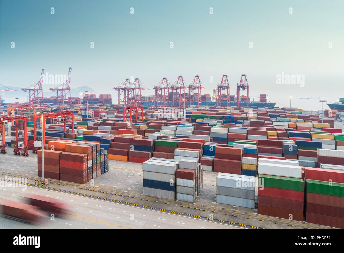 busy container port in shanghai Stock Photo - Alamy