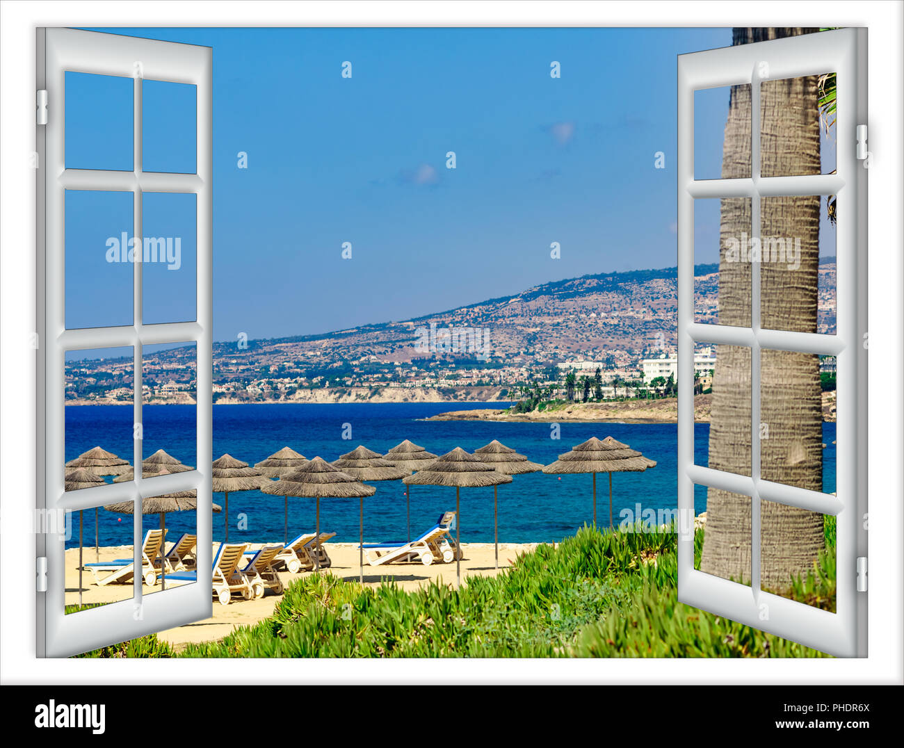 window overlooking the beach Stock Photo - Alamy