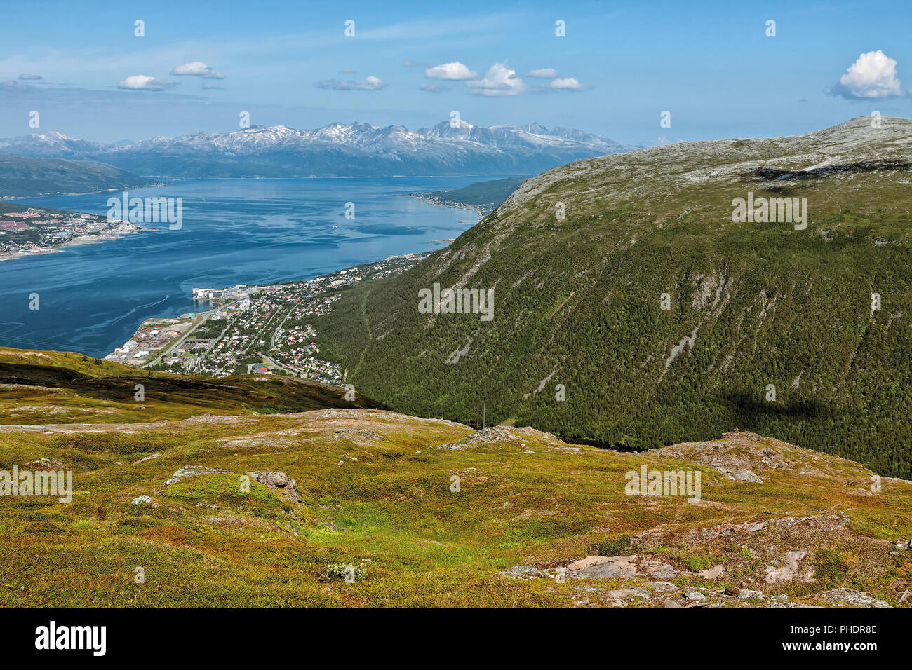 Mountains view and fjord in Tromso, Norway Stock Photo - Alamy