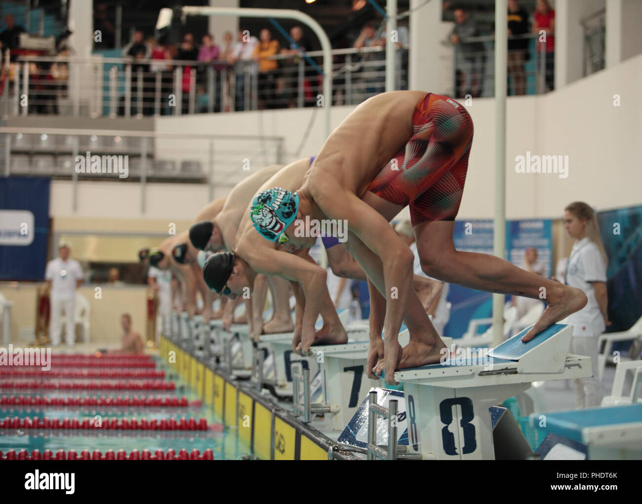 swimmers at the start Stock Photo - Alamy