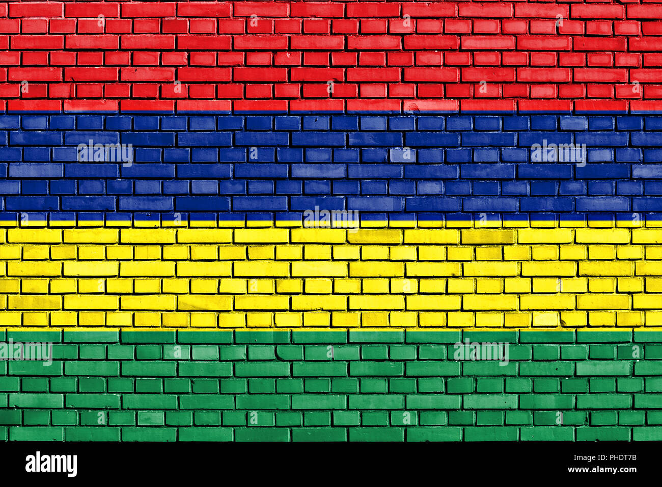 flag of Mauritius painted on brick wall Stock Photo - Alamy