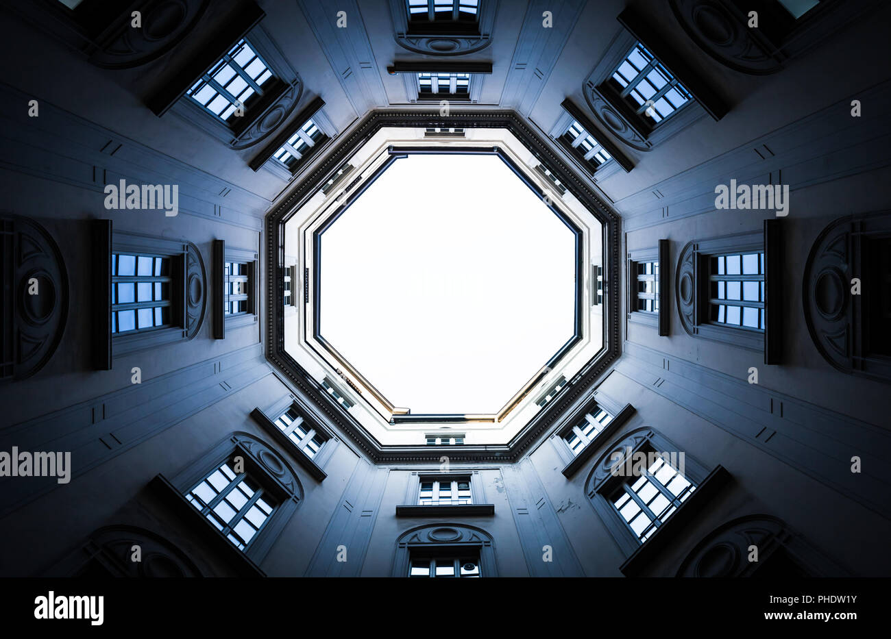 Windows in perspective with sky in background Stock Photo - Alamy