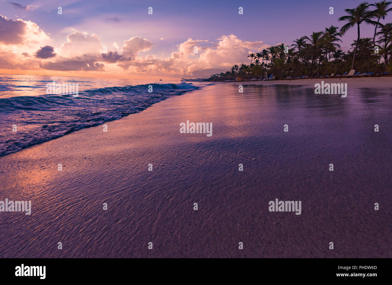 beautiful sunset sea Caribbean Dominican Republic Stock Photo - Alamy