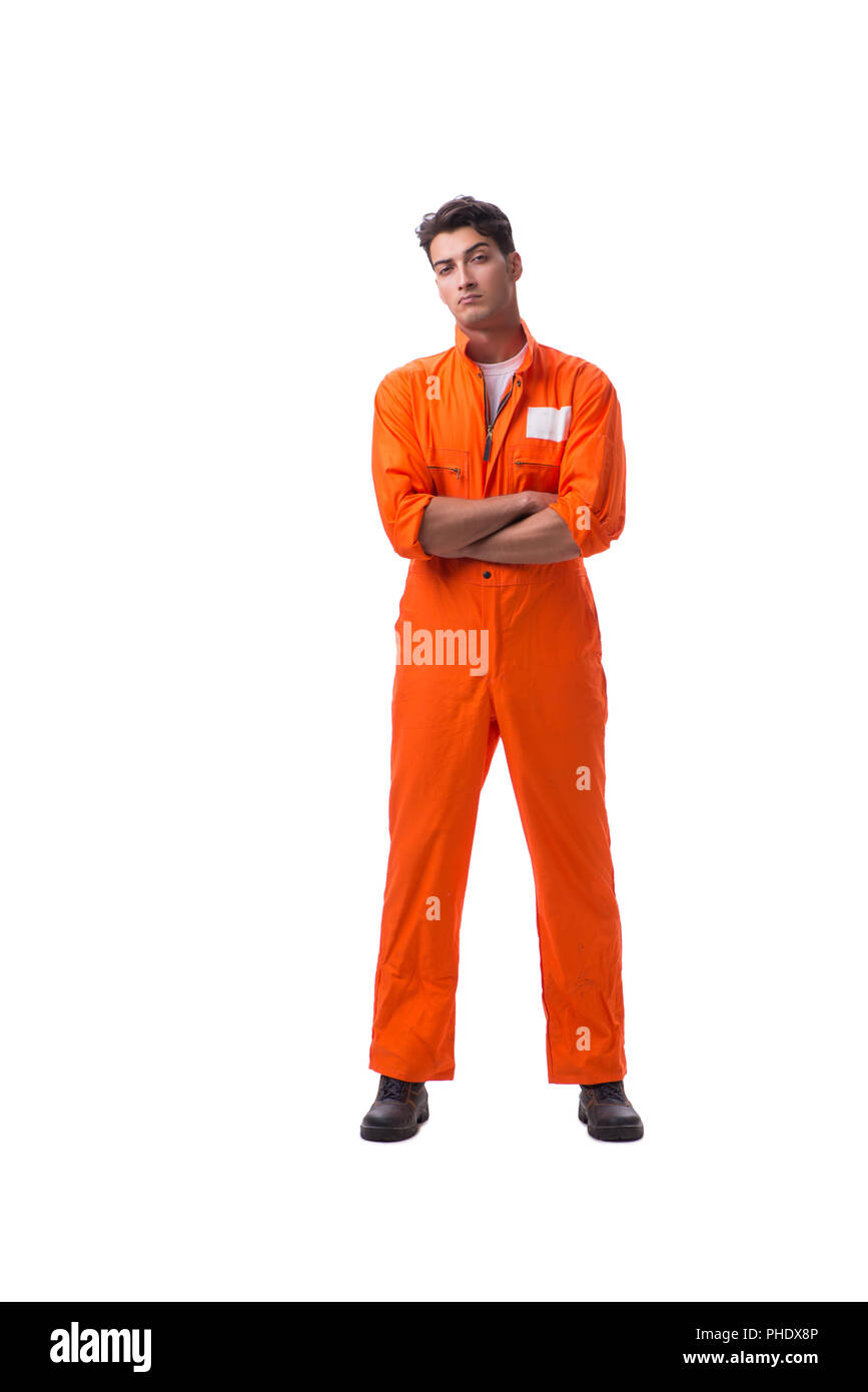 Prisoner in orange robe isolated on white background Stock Photo - Alamy